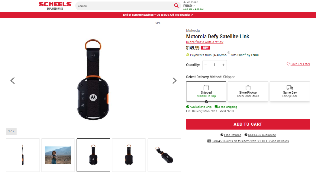 Motorola Defy Satellite Link